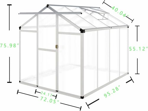 CQZY 6x8 FT Greenhouse for Outdoors,Walk-in Greenhouse for Outside,Silver