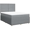 Hoopleep Boxspringbett mit Matratze Hellgrau, 140x190 cm Stoffbezug ...