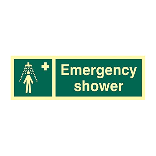 ‘Emergency Shower’ Sign, Flexible Photoluminescent Vinyl (300mm x 100mm ...