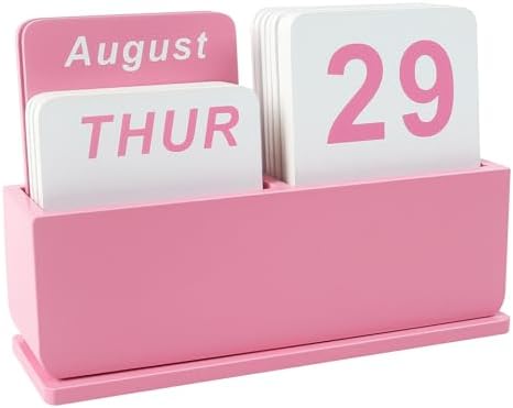 Amazon.com : EASEYA Wooden Block Calendar for Desk, Daily Desktop ...
