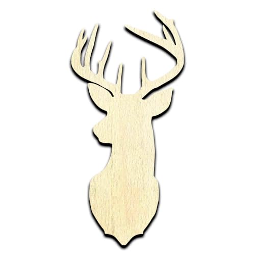 Amazon.com: Deer Head #1 Buck Laser Cut Out Unfinished Wood Shape Craft ...