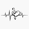 Amazon.com - Music Heart Pulse, Love, Music, Bass Clef, Treble Clef ...