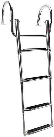 COC-LF 4 Steps Pontoon Boat Ladder, Stainless Steel Folding Telescoping ...