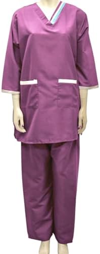 Housemaid Uniform Maid & Nanny Scrub Suit (dark purple, S) : Amazon.ae ...