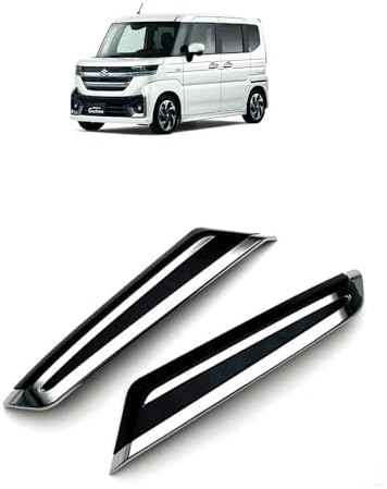 Amazon | KMONDER スズキ 新型スペーシアカスタム パーツ ヘッドライトガーニッシュ フェンダーガーニッシュ 2P メッキ＆ピアノブラック メッキパーツ カスタム パーツ ...