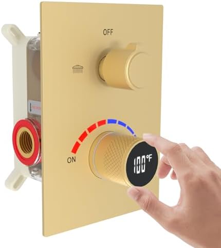 Shower Valve with Digital Temperature Display, Solid Brass Shower ...