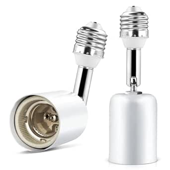 E26/E27 Light Socket Extender (2-Pack) - 5.5 Inch 180° Adjustable Light ...
