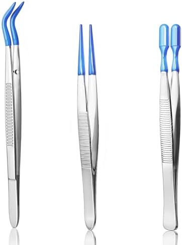 3 PCS Craft Tweezers, Tweezers with Rubber Tips PVC Coated Set ...