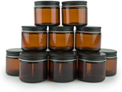 Amazon.com: Nature Packaged Glass Amber 4oz Jar - 12 Packs, Empty Round ...
