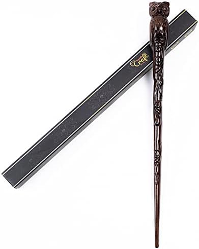 Handicraftviet Owl Wand - Hand Carved Wooden Magic Wand, 15" for ...