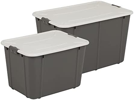 Pluto Packaging Multi Capacity Organic Grey Strong Stackable Home Office Garage Reinforced Base ...