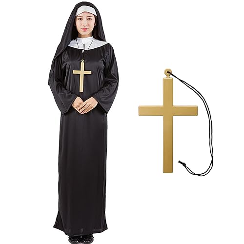 Alaiyaky Nun Outfit Priest Costume for Adult, Nun Costume Suit Vicar ...