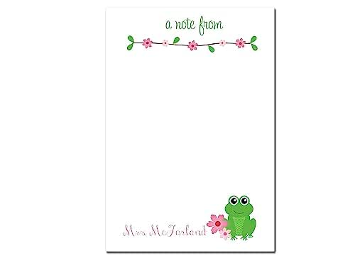Amazon.com: Personalized Pink and Green Frog Notepad Frog Theme ...