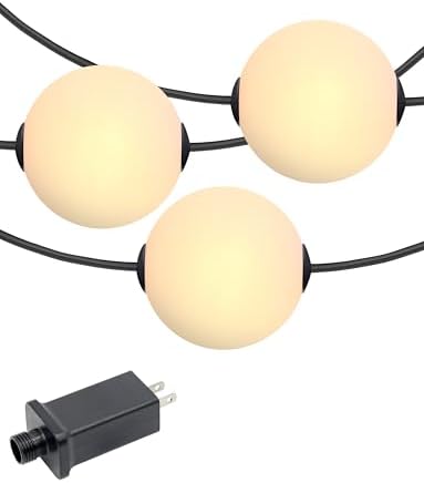 Brightech Orb Outdoor Indoor String Lights - Frosted Lantern LED String ...