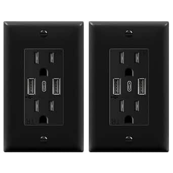 TOPGREENER 4.2A 3-Port Type C USB Outlet, 15 Amp Receptacle Plug ...