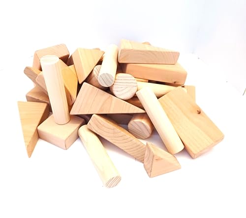 Amazon.com: Unit Wooden Building Blocks - Handmade Set of 40 : Handmade ...