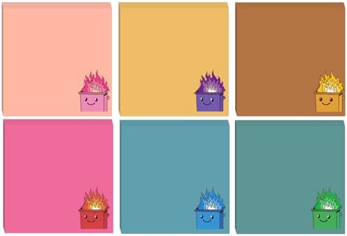 Amazon.com : 6 Set Dumpster Fire Sticky Notes 2.95 x 2.95 inch Funny ...