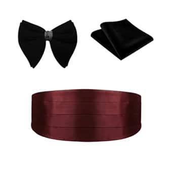 Buy Butterfly Velvet Formal Black Bow Tie, Cummerbund Maroon and Black ...