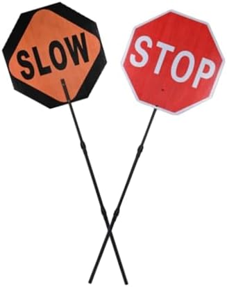 Nisorpa 1Pack Flagger Helper 24x24“ Handheld Stop - Slow Sign with 60 ...