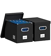 Amazon.com: DYWMM Hanging File Box with Lid, Set of 2 Filing Organizer ...