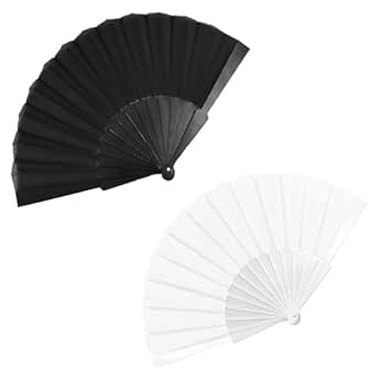 2 Pcs Folding Hand Fan Set, Hand Fan Folding, Silk Fabric Plastic Ribs ...