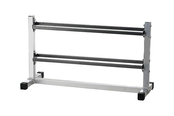 IBS FITNESS Two-Tier Dumbbell Rack, SILVER for Weight Storage Stand for ...
