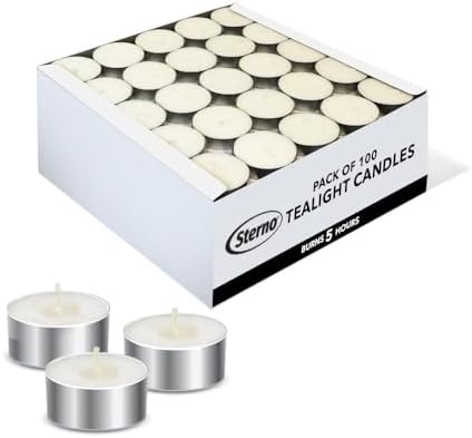 Amazon.com: Sterno 100-Pack Tea Lights Candles Bulk Pack - Long Lasting ...