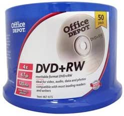 Office Depot DVD+RW Spindle 50 pack: Amazon.co.uk: Electronics & Photo