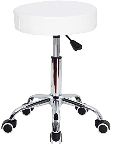 IYB Height-Adjustable Revolving Stool with Wheels – White, 1 Piece ...