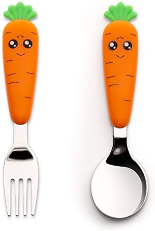 2 PCS Toddler Cutlery Set, Afuiiuq Baby Cutlery Set Toddler Metal ...