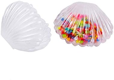 Amazon.com: AUEAR, 15 Pack Clear Plastic Mini Sea Shells Boxes Seashell ...