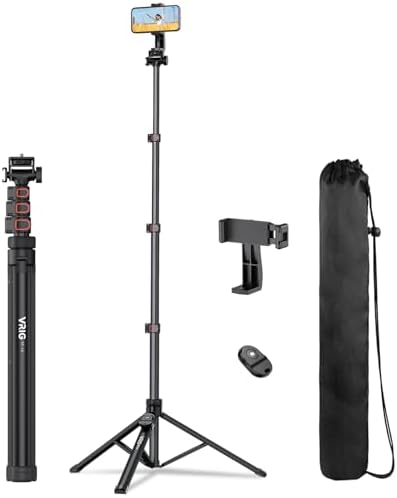 Amazon.co.jp: VRIG スマホ 三脚 165cm 自撮り棒 カメラ三脚 安定性 Bluetoothリモコン付き 折りたたみ 自由 ...
