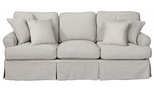 Sunset Trading Newport Slipcovered Recessed Fin Arm 94 Inch