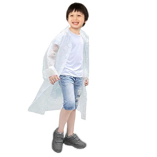 Zeki Kids Boy's PVC Full Sleeve With Hooded Plain Raincoat (White, 5-6 ...