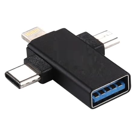 HB PLUS 3-in 1 OTG Adapter Pendrive Connector with Lighting, Type C ...