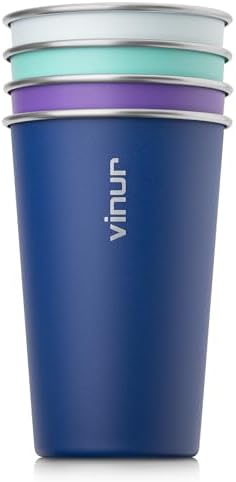 Amazon.com | Hushee 24 Pack 16 oz Stainless Steel Pint Cups Metal Cups ...