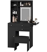 Amazon.com: ARTETHYS Small Vanity Desk Set with 3 Adjustable Lighted ...