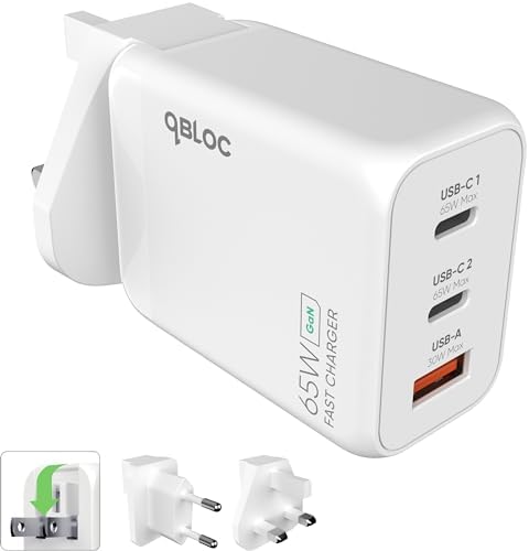 qBLOC 65W USB C Charger, Fast Charger USB C Plug, 3 Port USB Plug ...