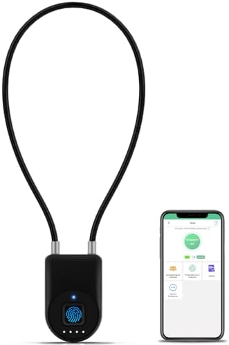 Amazon.com: Dhiedas Fingerprint Cable Lock, 6" Long Cable Smart Padlock ...