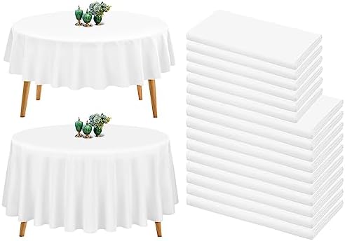 Amazon.com: Showgeous 16 Pack White Round Tablecloth Polyester ...