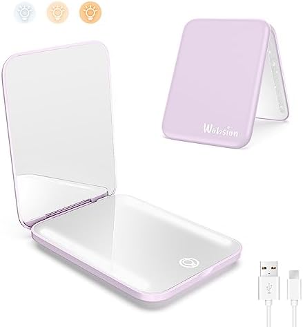 Amazon.com: wobsion Travel Mirror with Light,1x/3x Compact Magnifying ...