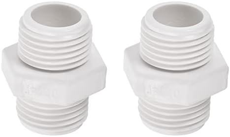 M METERXITY 2 Pack PVC Male Thread Pipe Fitting - Hex G1/2 Male Thread ...