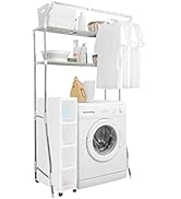 Amazon.com: BAOYOUNI 2-Layer Over Washing Machine Storage Rack Utility ...