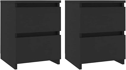 vidaXL Bedside Tables Set of 2 30 x 30 x 40 cm, Black, Wood Material, 2 ...