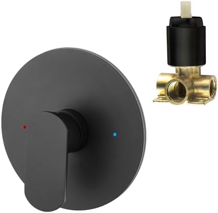 SUBEIXI Shower Mixer Valve, Matte Black Single Function Round Shower ...