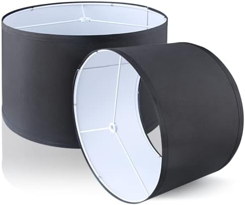 Duoerwo Black Large Farmhouse Drum 12 Inches Lamp Shades Set Of 2 ...