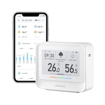 INKBIRD IBS-TH5-WIFI 8-in-1 Indoor Temperature and Humidity Monitor Home Weather Station with ...