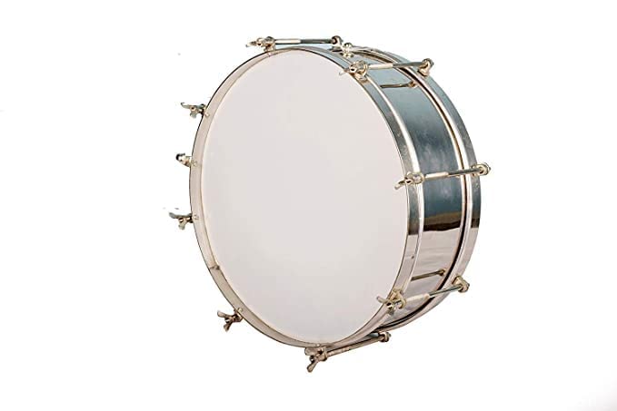 sm sai musicala 17 inch thap dhol silver instrument : Amazon.in ...