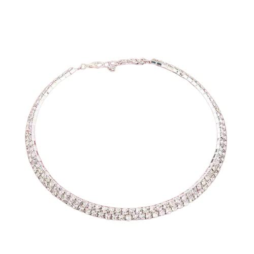Buy BMINO Alloy Double Line Diamond Studded Necklace (Silver) at Amazon.in