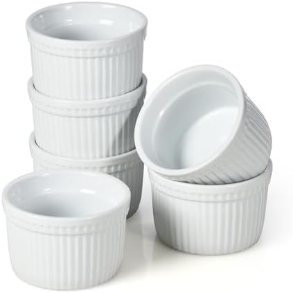 32nd Ceramic Porcelain Ramekin Set, 6 Piece Ovenproof Baking Dish 9cm ...